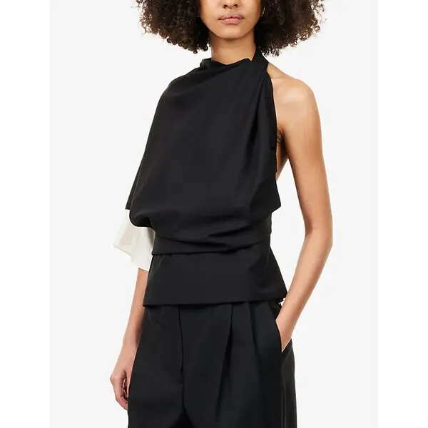 ROHE FRAMES Draped Open-back Wool-blend Top