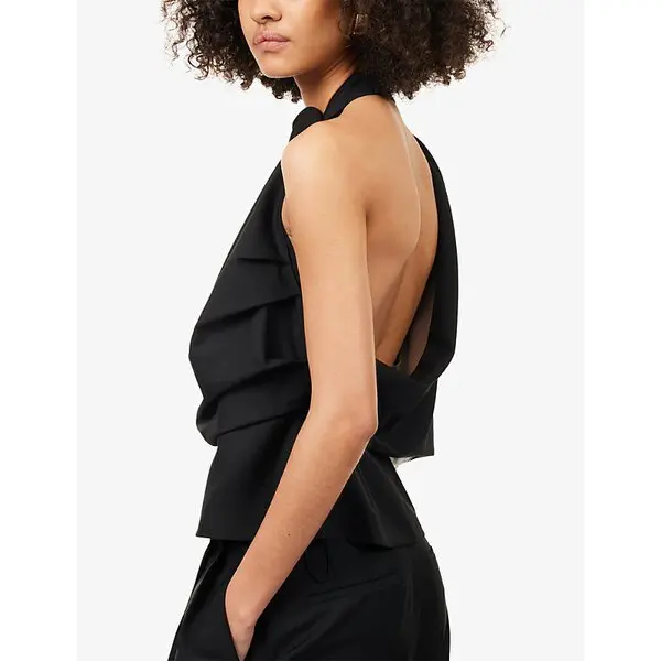 ROHE FRAMES Draped Open-back Wool-blend Top