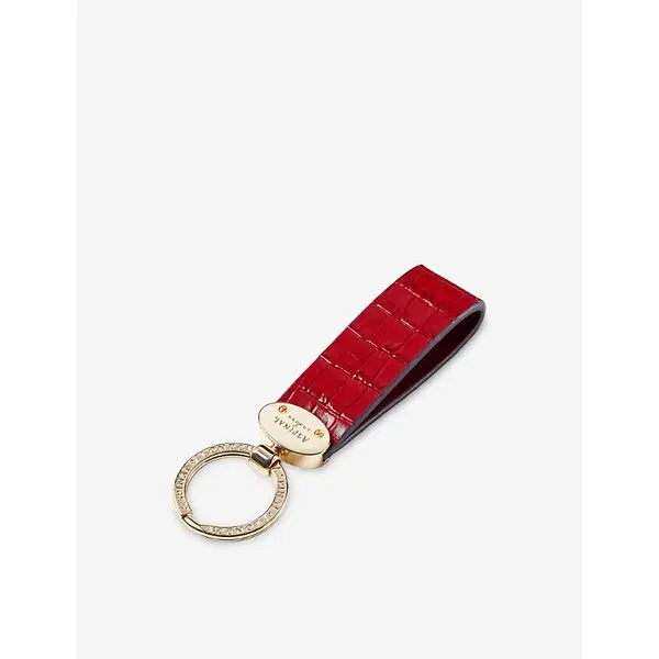 ASPINAL OF LONDON Snakeskin Loop Leather Keyring - Cherry