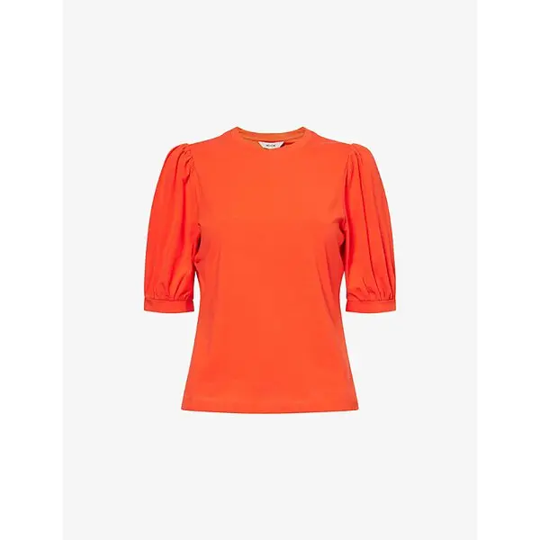 ME+EM Puff-sleeve Stretch-cotton T-shirt - Poppy Red