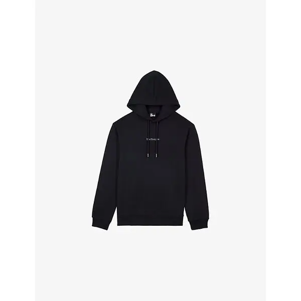 The Kooples Branded Cotton-jersey Hoody - Dark Navy