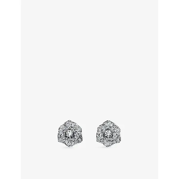 PIAGET Rose 18ct White-gold And 0.45ct Diamond Stud Earrings - White Gold
