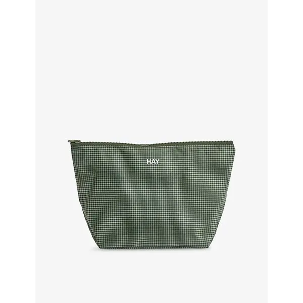 HAY Grid Medium Woven Wash Bag - Dark Green