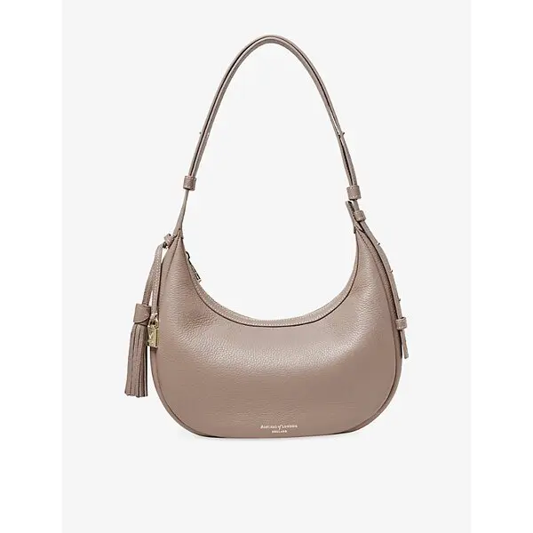 ASPINAL OF LONDON Hudson Crescent Small Leather Shoulder Bag - Moleskin