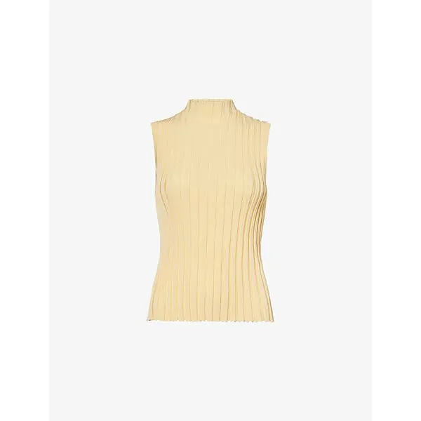 Max Mara High-neck Panel-rib Stretch-knit Top - Light Yellow