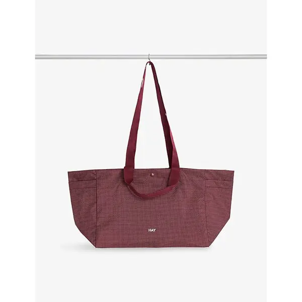 HAY Grid Everyday Mini Woven Tote Bag - Burgundy