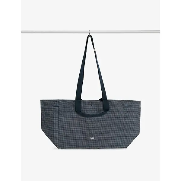 HAY Grid Everyday Mini Woven Tote Bag - Dark Blue