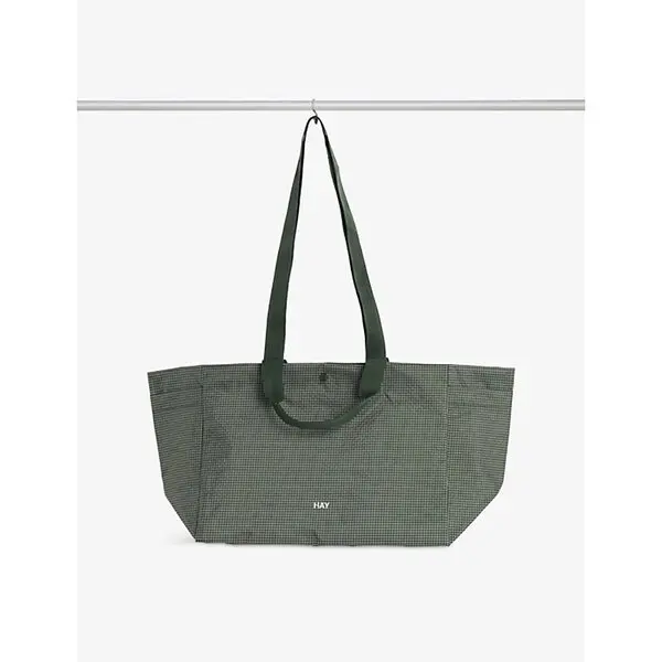 HAY Grid Everyday Mini Woven Tote Bag - Dark Green