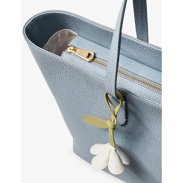 ASPINAL OF LONDON Zipped East West Leather Tote - Skyblue
