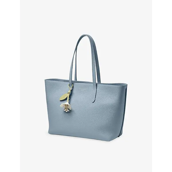 ASPINAL OF LONDON Zipped East West Leather Tote - Skyblue