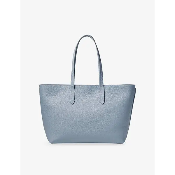 ASPINAL OF LONDON Zipped East West Leather Tote - Skyblue