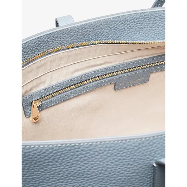 ASPINAL OF LONDON Zipped East West Leather Tote - Skyblue