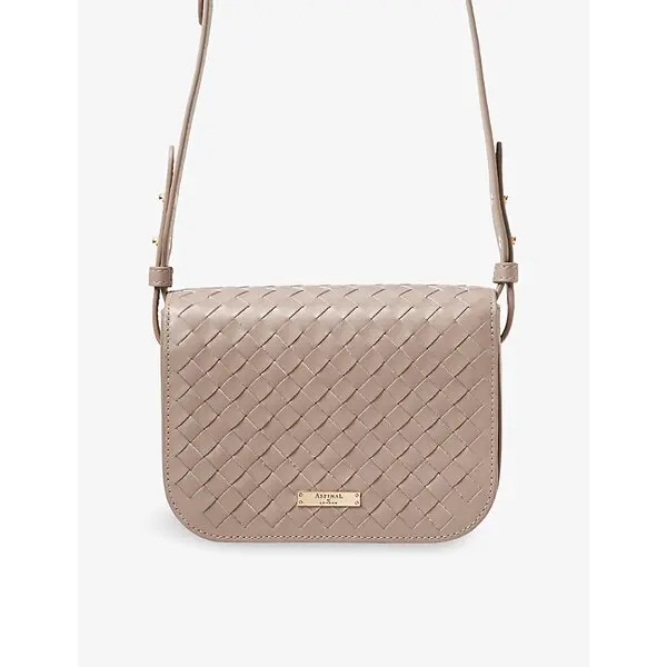 ASPINAL OF LONDON Ella Woven Leather Cross-body Bag - Moleskin