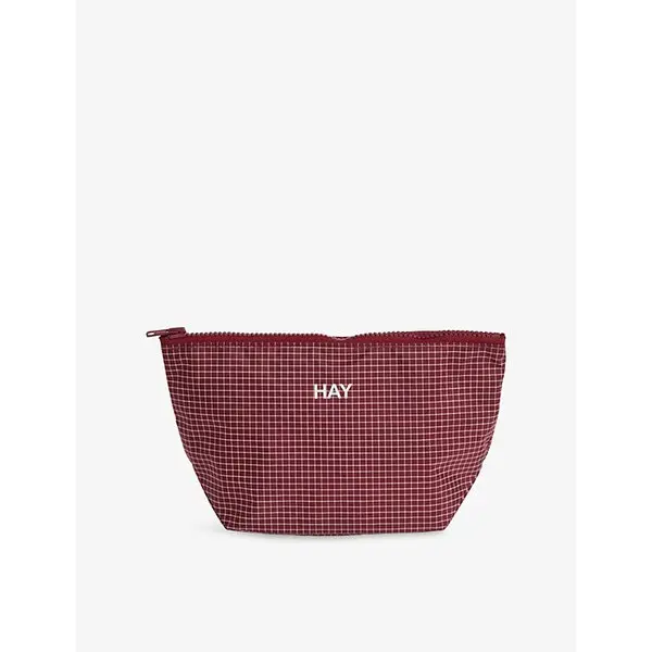 HAY Grid Small Woven Pouch - Burgundy