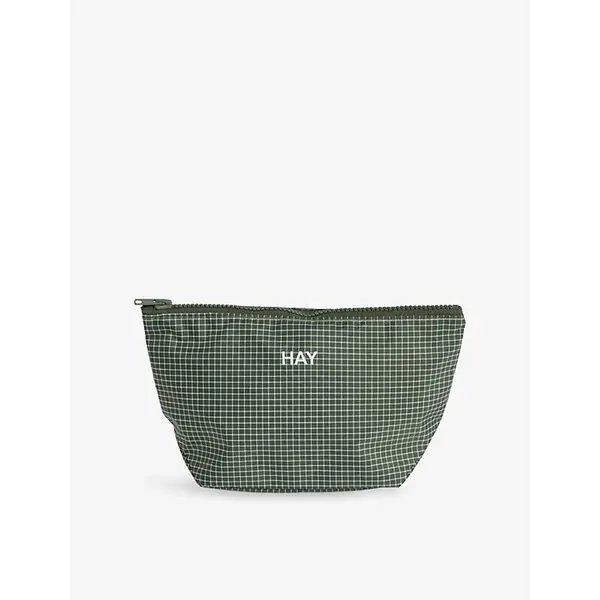 HAY Grid Small Woven Pouch - Dark Green