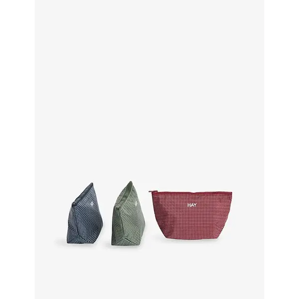HAY Grid Small Woven Pouch - Dark Green