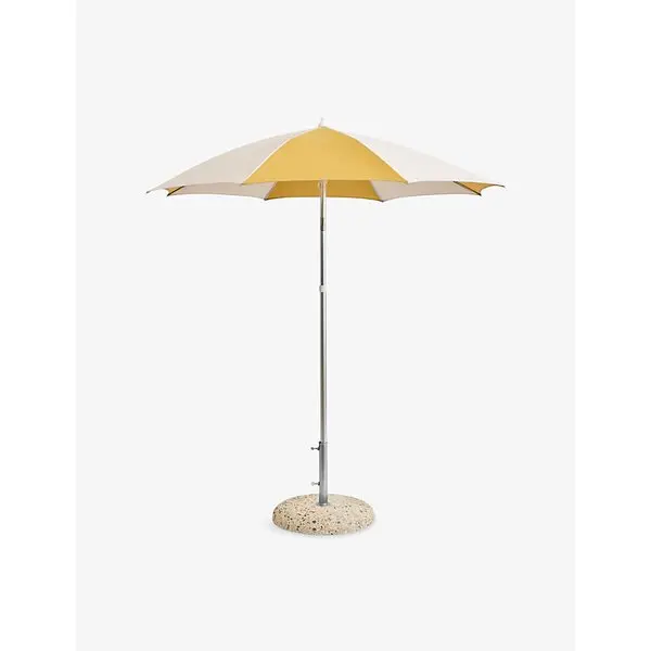HAY Terrazza Colour-block Parasol - Off-white And Ochre