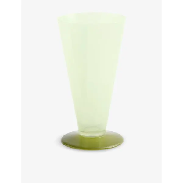 HAY Conical Small Glass Vase - Light Green Dark Lime