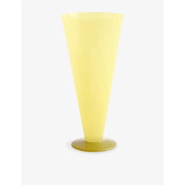 HAY Conical Small Glass Vase - Yellow Lime Green
