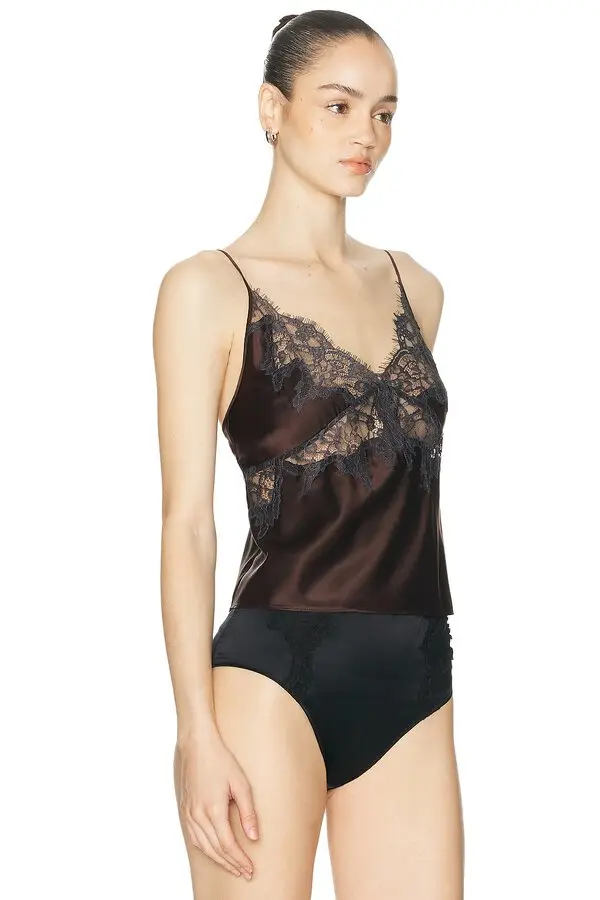 SKIMS Silk Lace Cami Top In Brown
