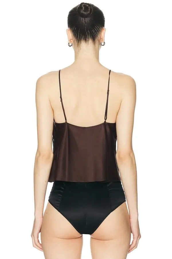 SKIMS Silk Lace Cami Top In Brown