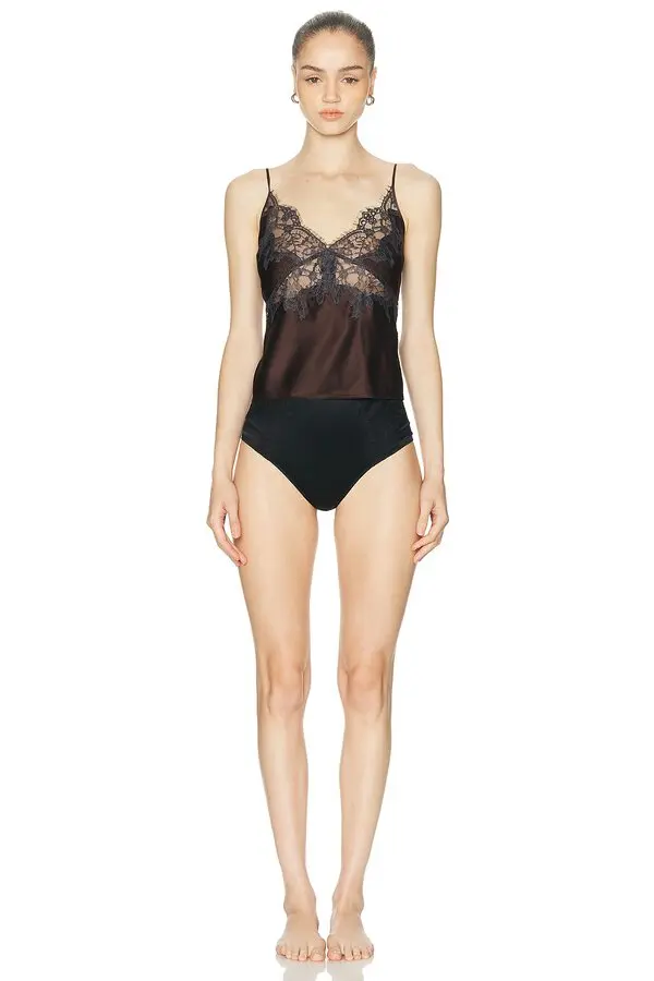 SKIMS Silk Lace Cami Top In Brown
