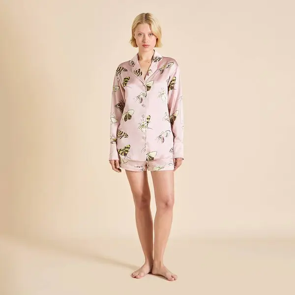 Olivia Von Halle Alba Elda Moth Pajamas - Pink