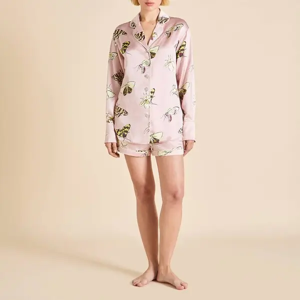 Olivia Von Halle Alba Elda Moth Pajamas - Pink