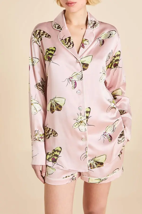 Olivia Von Halle Alba Elda Moth Pajamas - Pink