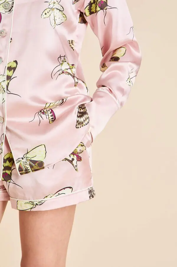 Olivia Von Halle Alba Elda Moth Pajamas - Pink