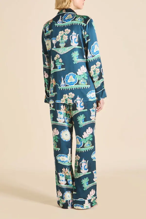 Olivia Von Halle Lila Giotto Plate Pajamas - Green