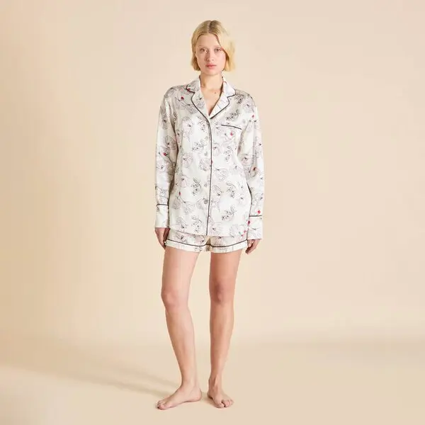 Olivia Von Halle Alba Rosalia Floral Pajamas - Ivory