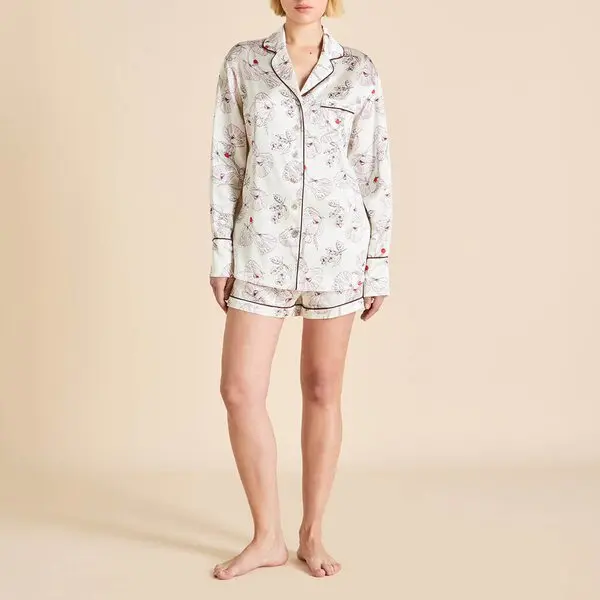 Olivia Von Halle Alba Rosalia Floral Pajamas - Ivory
