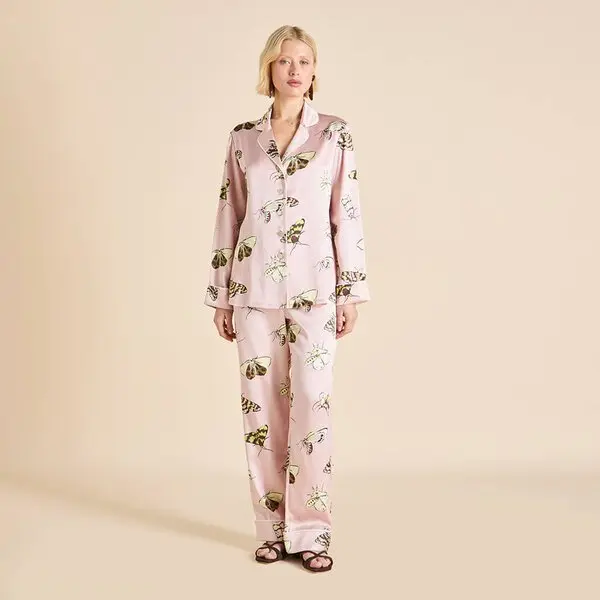 Olivia Von Halle Lila Elda Moth Pajamas - Pink