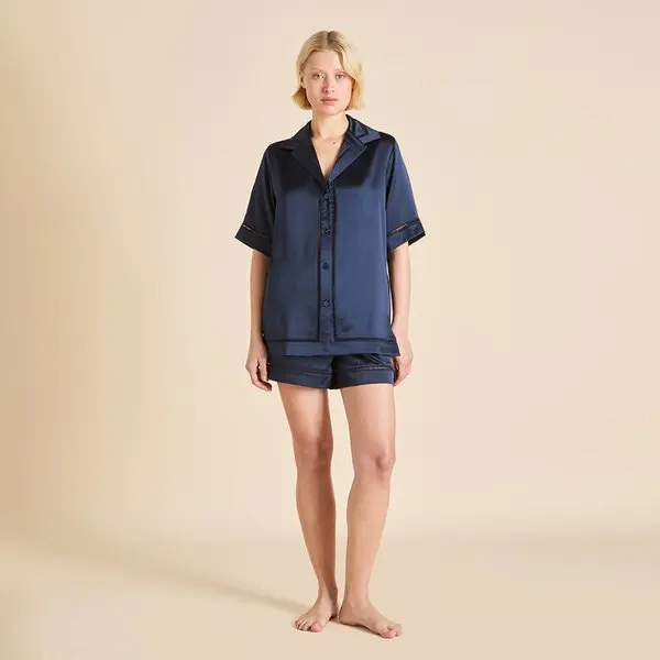 Olivia Von Halle Marlene Navy Pajamas - Navy Blue