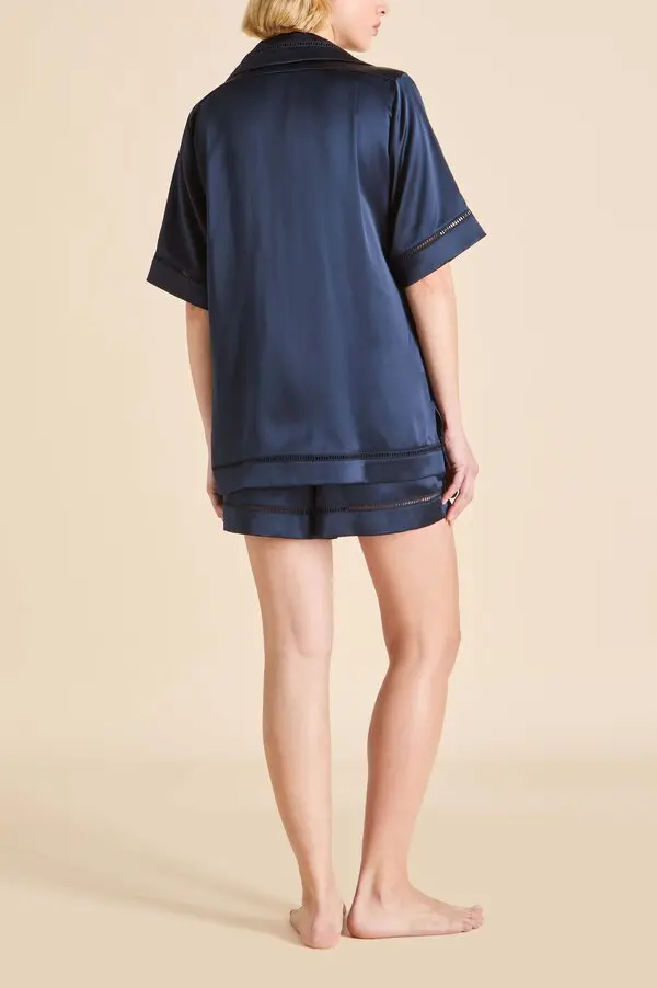 Olivia Von Halle Marlene Navy Pajamas - Navy Blue
