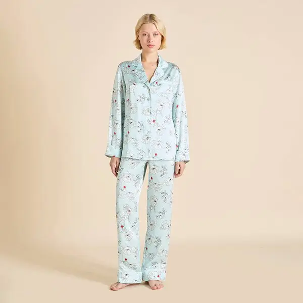 Olivia Von Halle Lila Serafina Floral Pajamas - Blue