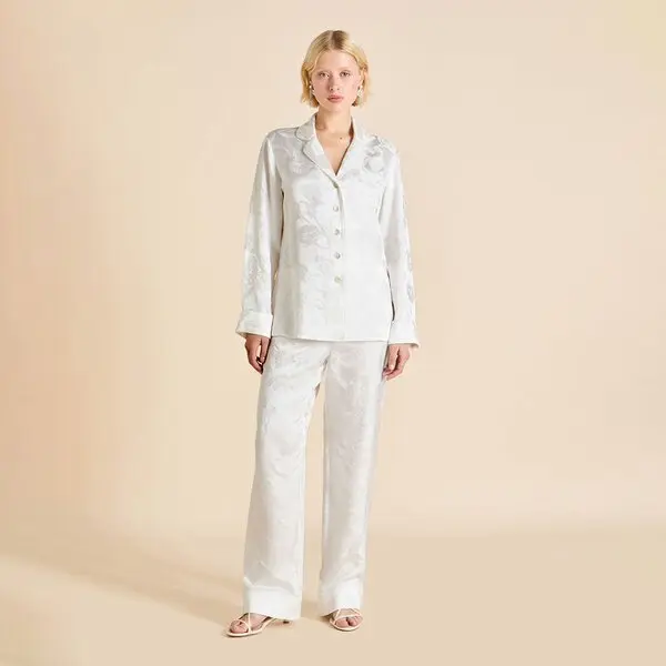 Olivia Von Halle Lila Liliana Floral Pajamas - Ivory