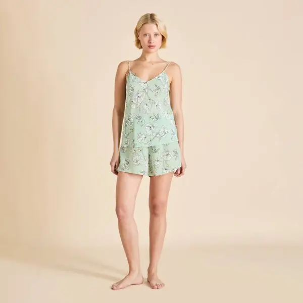 Olivia Von Halle Elle Delfina Floral Camisole Set - Green
