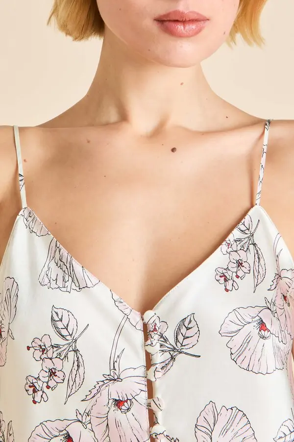 Olivia Von Halle Etta Rosalia Floral Camisole Set - Ivory