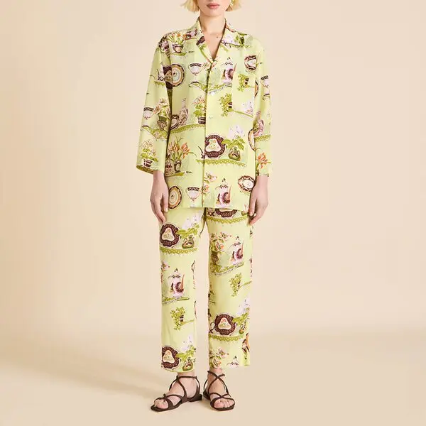 Olivia Von Halle Casablanca Aulenti Plate Pajamas - Green