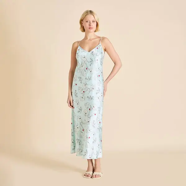 Olivia Von Halle Garbo Serafina Floral Slip Dress - Blue