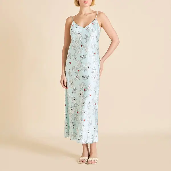 Olivia Von Halle Garbo Serafina Floral Slip Dress - Blue