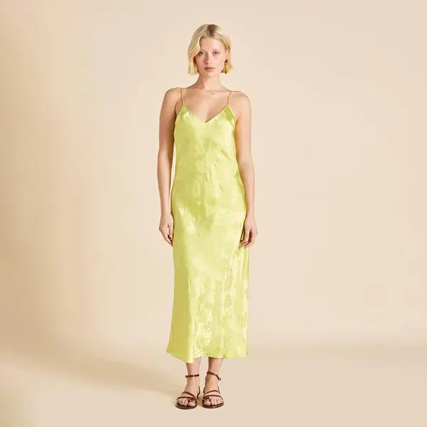 Olivia Von Halle Garbo Ludovica Floral Slip Dress - Green