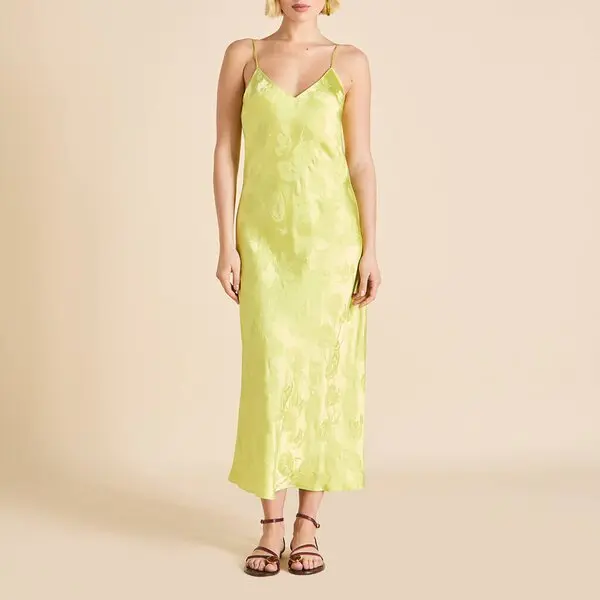 Olivia Von Halle Garbo Ludovica Floral Slip Dress - Green