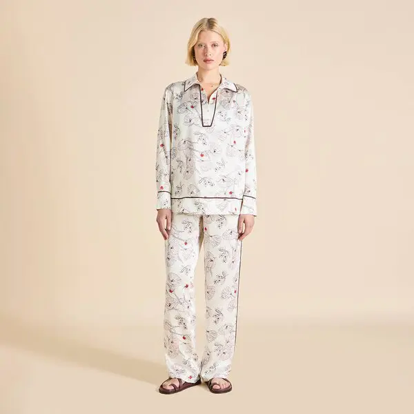 Olivia Von Halle Anita Rosalia Floral Pajamas - Ivory