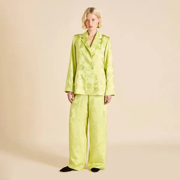 Olivia Von Halle Bianca Ludovica Floral Pajamas - Green