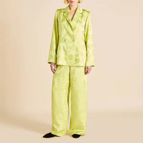 Olivia Von Halle Bianca Ludovica Floral Pajamas - Green