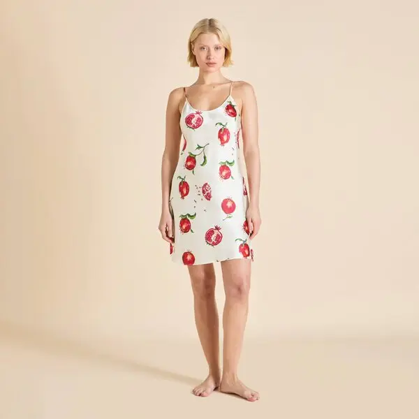 Olivia Von Halle Venus Allegra Pomegranate Slip Dress - Ivory