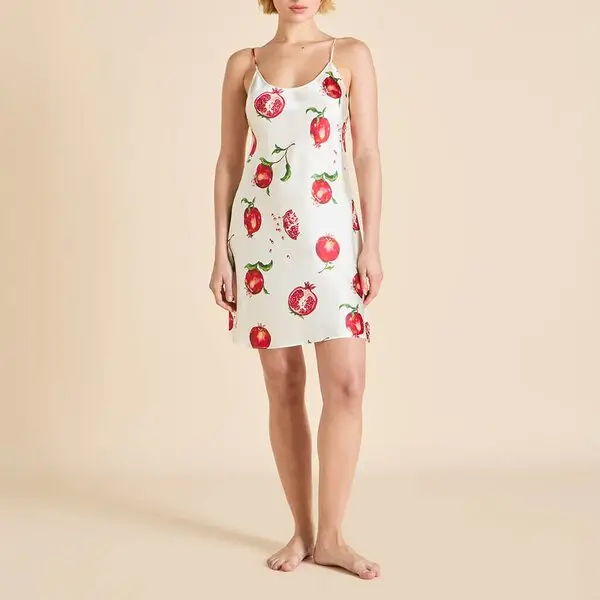 Olivia Von Halle Venus Allegra Pomegranate Slip Dress - Ivory